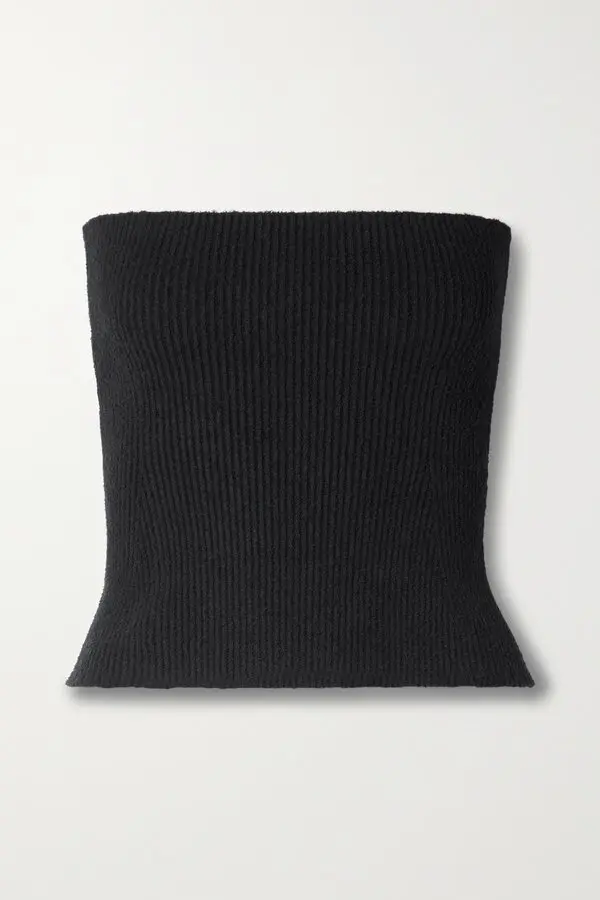 Wardrobe.NYC Strapless Ribbed Cotton-blend Top