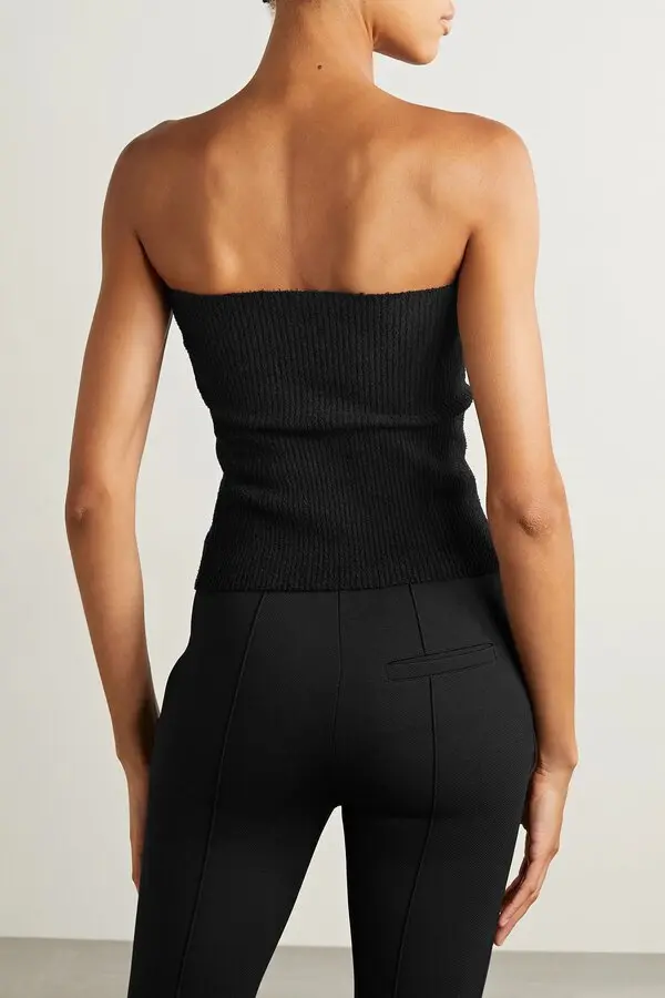 Wardrobe.NYC Strapless Ribbed Cotton-blend Top