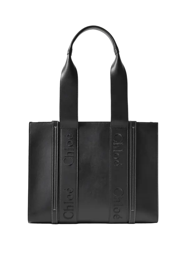 Chloé Woody Medium Leather Tote - Black