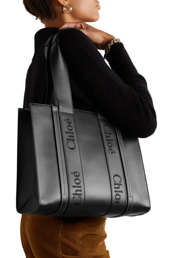 Chloé Woody Medium Leather Tote - Black