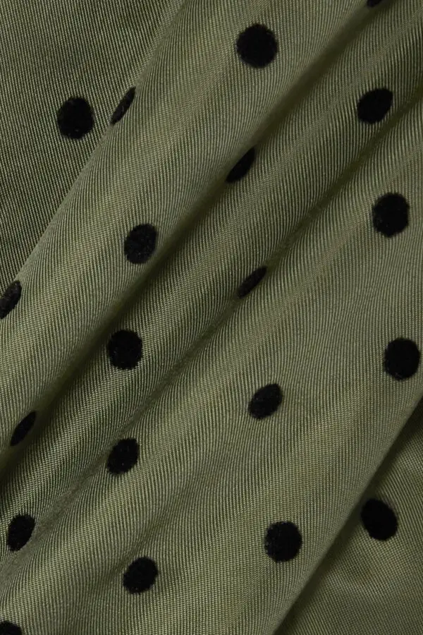 Batsheva Ruffled Polka-dot Flocked Satin-twill Pajama Set