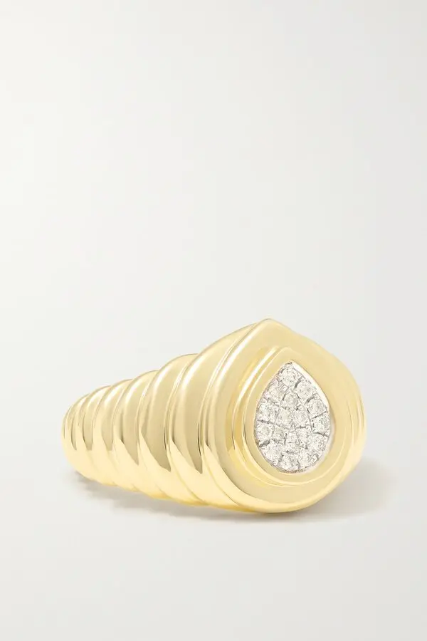 Yvonne Léon Mini 9-karat Diamond Signet Ring - Gold