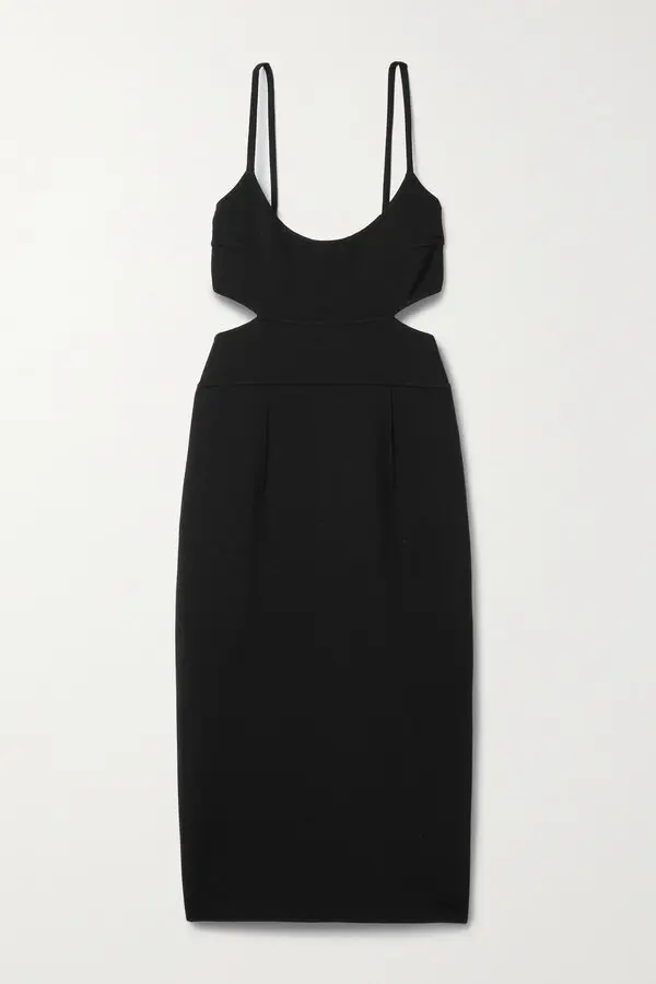 Michael Kors Cutout Wool-blend Midi Dress - Black