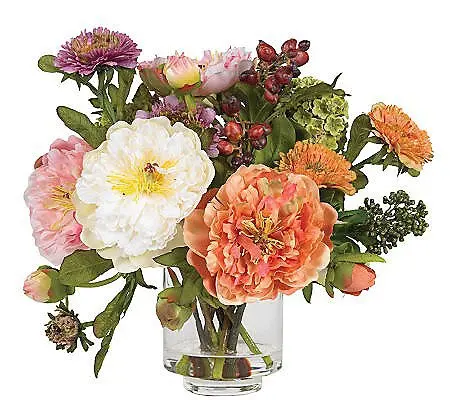 NEARLY NATURAL Peony Arrangement By - One-color