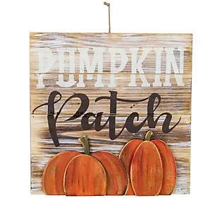 NORTHLIGHT Wooden Pumpkin Square Wall Decoratio - One-color