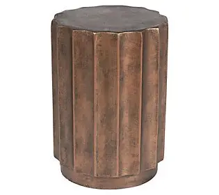 LUXEN HOME Luxenhome Round Cement Indoor/outdoor Weathered Side Table - One-color