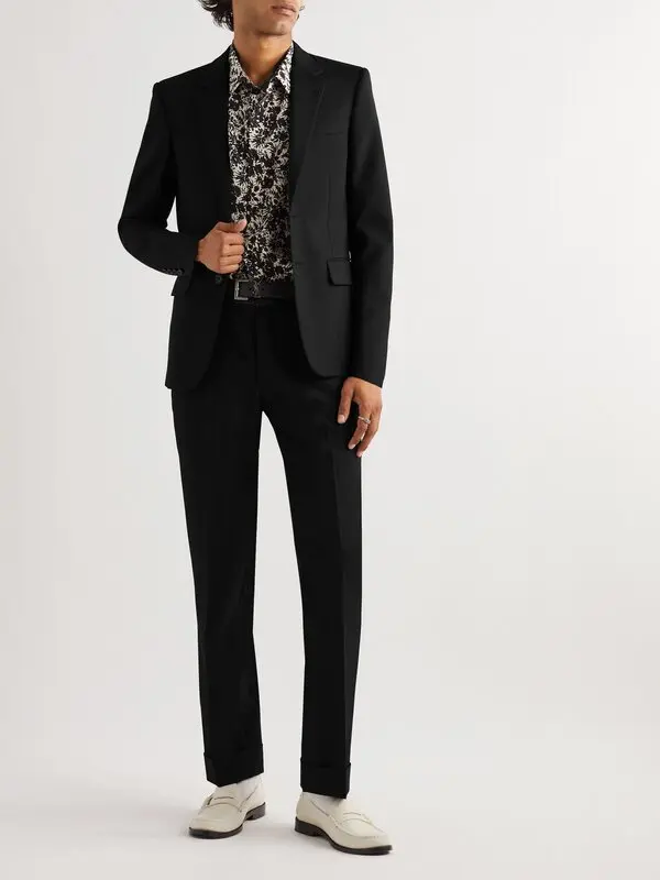 Saint Laurent Slim-Fit Virgin Wool-Gabardine Blazer Black