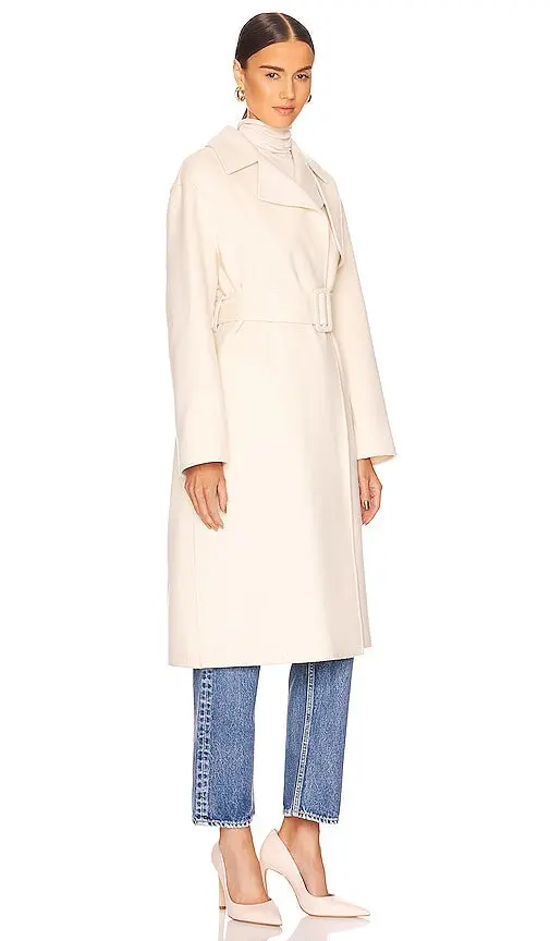 Theory Wrap Trench Coat In Cream - 40% Off | Editorialist
