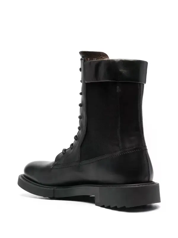 FERRAGAMO Lace-up Leather Biker Boots