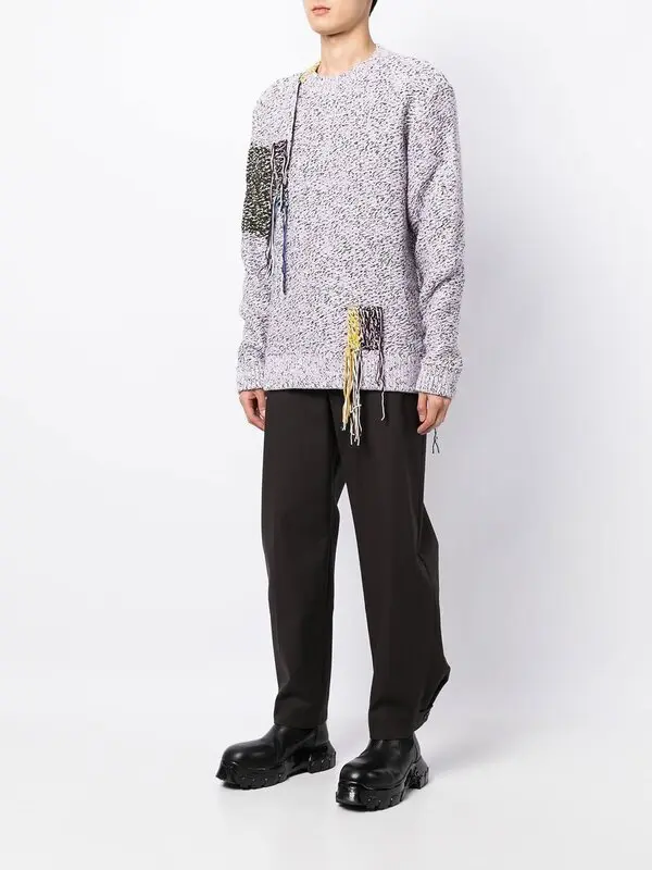 OAMC Marl-knit Jumper With Fringes - Purple
