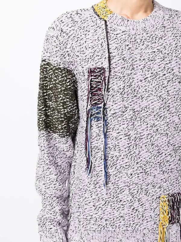 OAMC Marl-knit Jumper With Fringes - Purple
