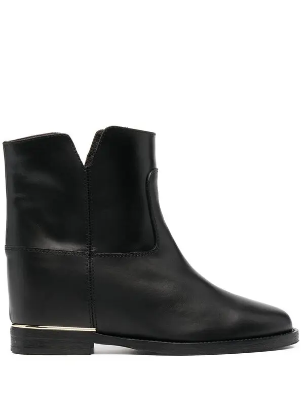 VIA ROMA 15 V-neck Leather Ankle Boots