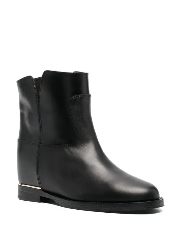 VIA ROMA 15 V-neck Leather Ankle Boots