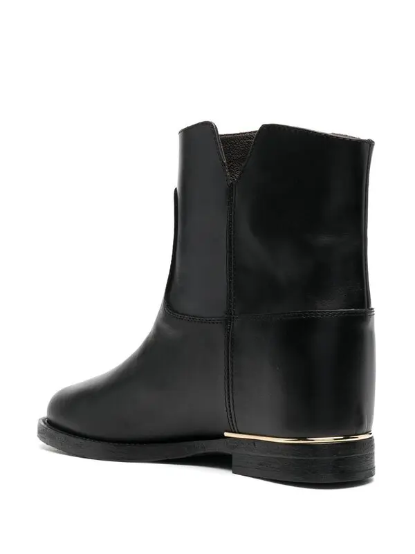 VIA ROMA 15 V-neck Leather Ankle Boots