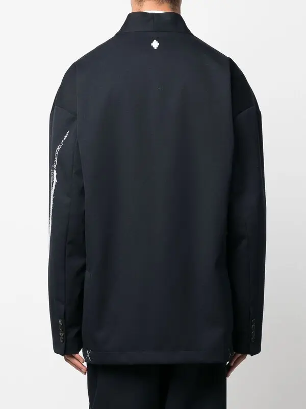 COUNTY OF MILAN Marcelo Burlon Feather Print Wool Blazer - Blue