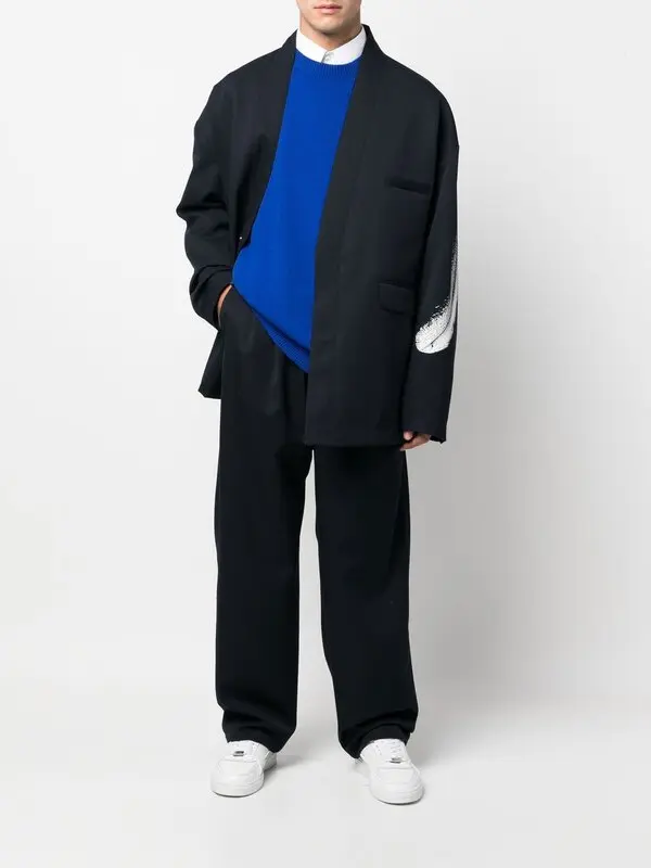 COUNTY OF MILAN Marcelo Burlon Feather Print Wide Leg Trousers