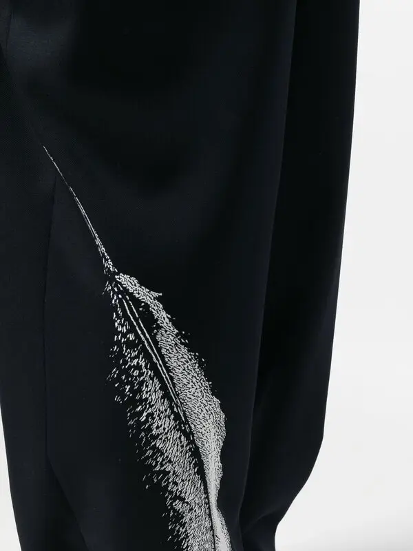 COUNTY OF MILAN Marcelo Burlon Feather Print Wide Leg Trousers