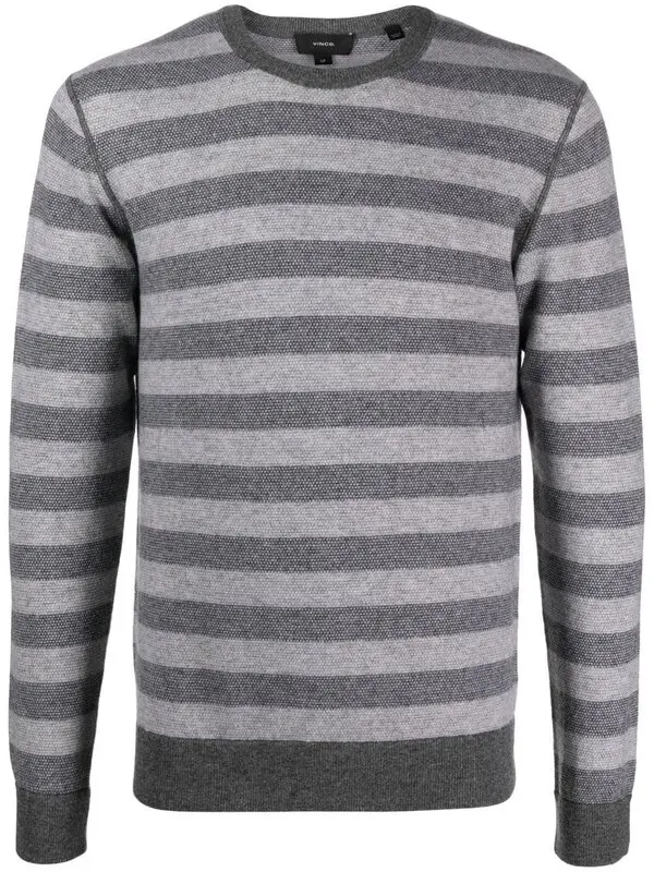 Vince Striped Knit Jumper - Grey