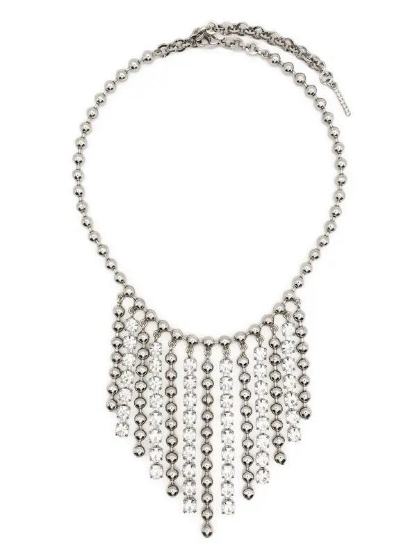 Alessandra Rich Crystal-embellished Fringed Necklace - Silver