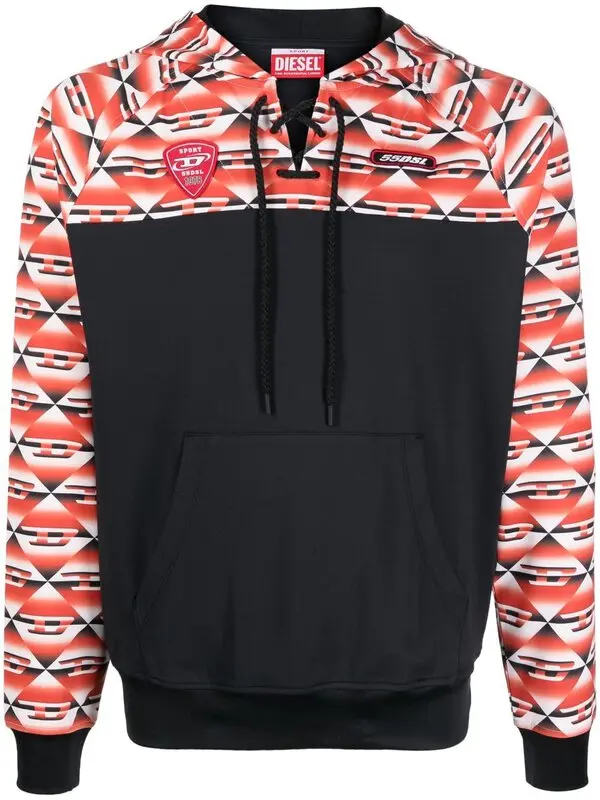 DIESEL® Monogram Paneled Hoodie