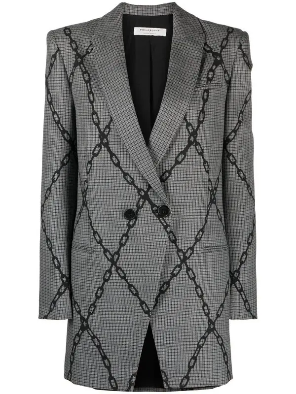 Philosophy Di Lorenzo Serafini Chain-link Print Blazer - Grey