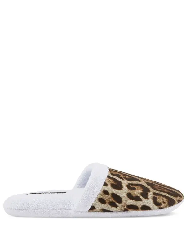 Dolce & Gabbana Leopard-print Terry Slippers - White