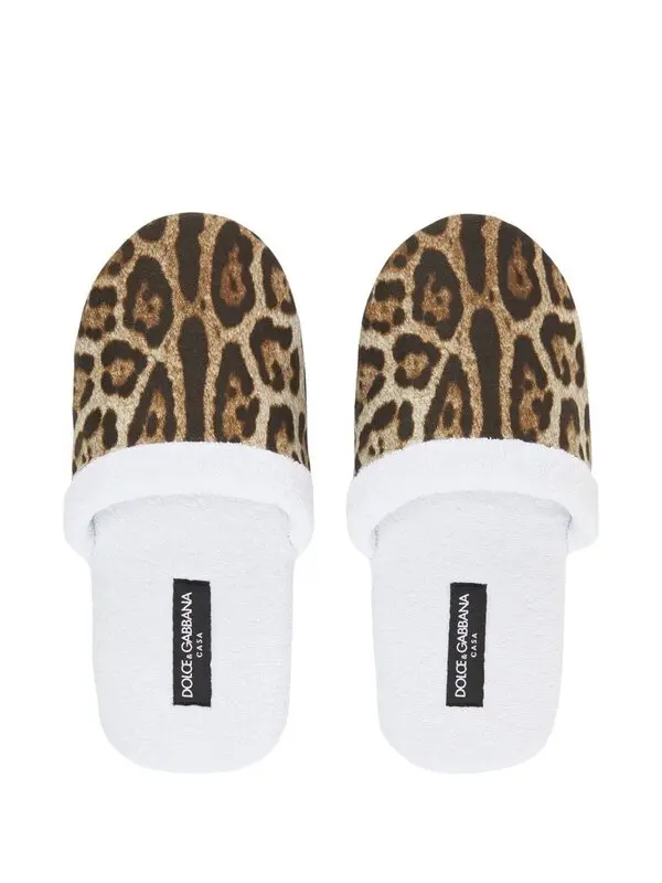 Dolce & Gabbana Leopard-print Terry Slippers - White