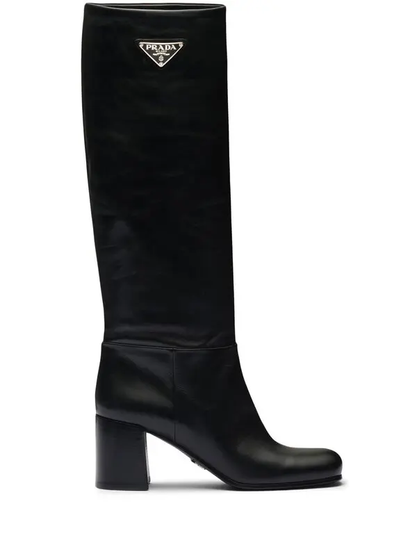 Prada 70mm Logo-plaque Leather Boots