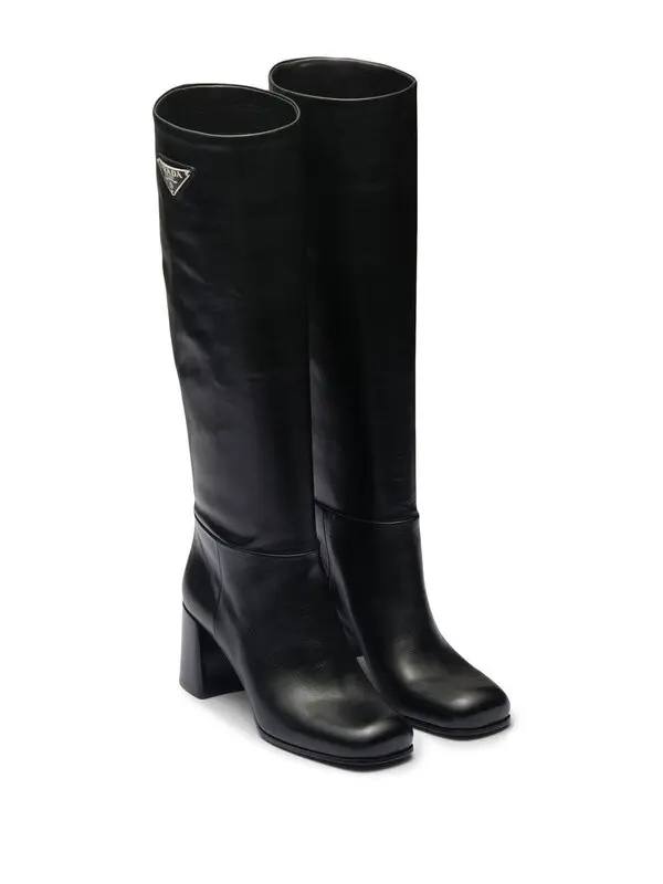 Prada 70mm Logo-plaque Leather Boots