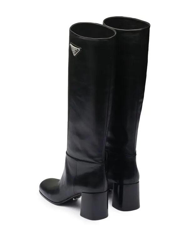 Prada 70mm Logo-plaque Leather Boots