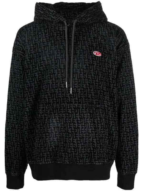 DIESEL® Logo-print Denim Hoodie - Grey