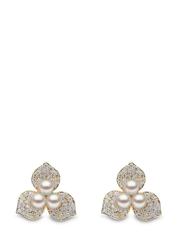 Yoko London 18kt Yellow Petal Pearl And Diamond Earrings - Gold