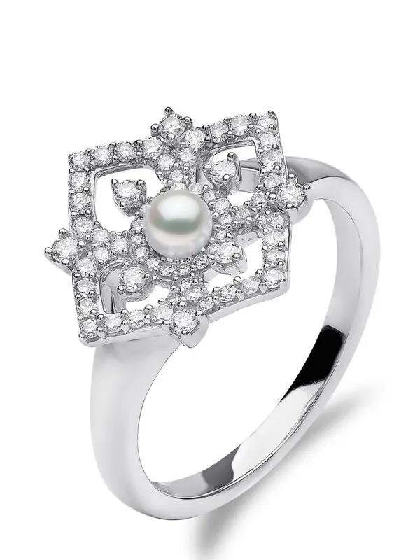 Yoko London 18kt White Gold Diamond And Pearl Ring - Silver