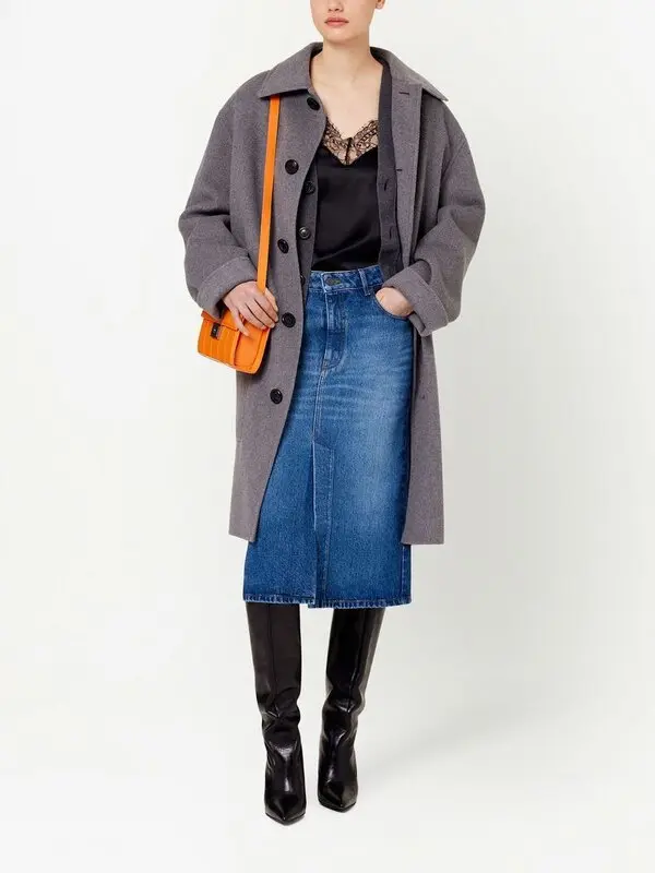 Ami Mid-length Faded Denim Skirt