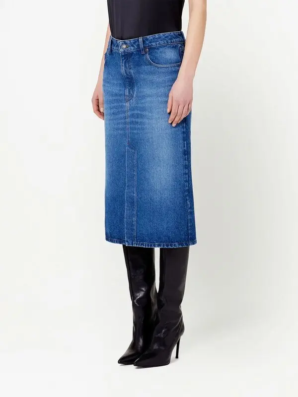 Ami Mid-length Faded Denim Skirt