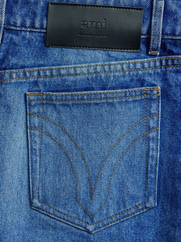 Ami Mid-length Faded Denim Skirt
