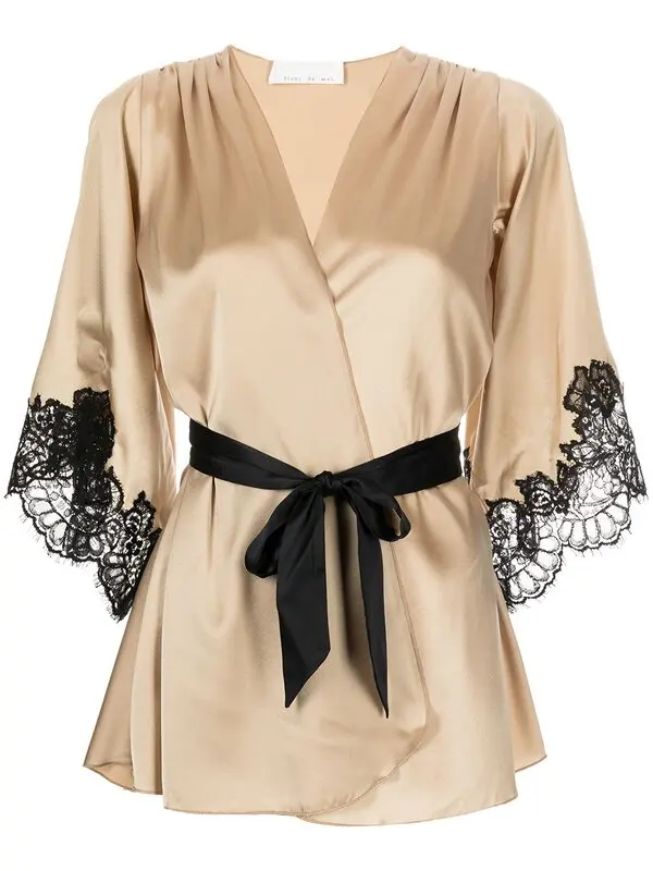 FLEUR DU MAL Lace-detail Angel-sleeve Robe