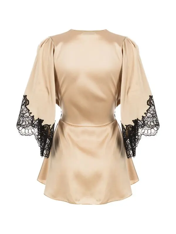 FLEUR DU MAL Lace-detail Angel-sleeve Robe