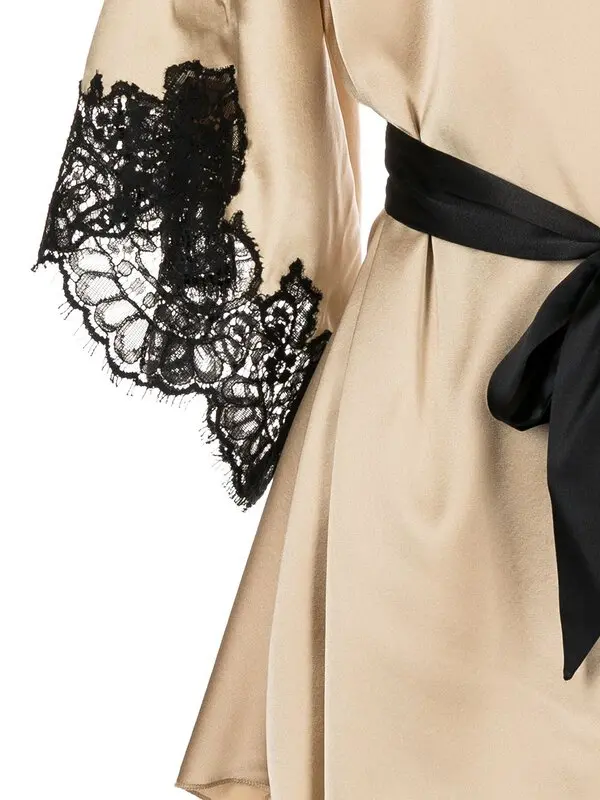 FLEUR DU MAL Lace-detail Angel-sleeve Robe