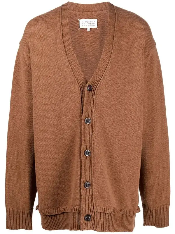 MAISON MARGIELA Elbow-patch V-neck Cardigan - Brown