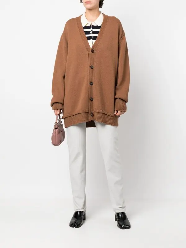 MAISON MARGIELA Elbow-patch V-neck Cardigan - Brown