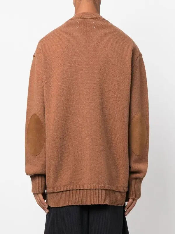MAISON MARGIELA Elbow-patch V-neck Cardigan - Brown
