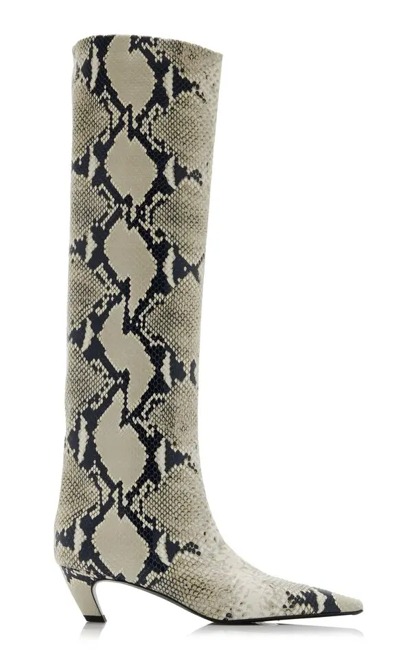 Khaite Embossed Leather Knee High Boots - Print