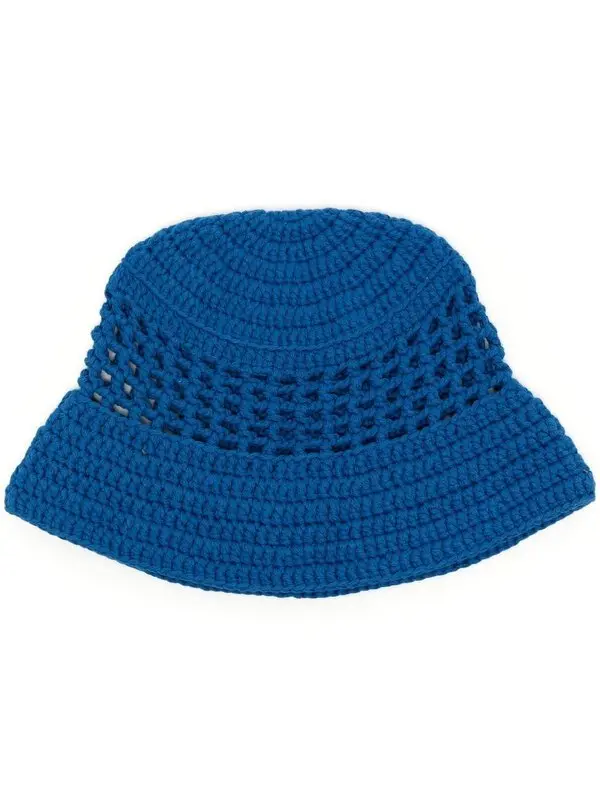 Solid & Striped Crochet Bucket Hat - Blue