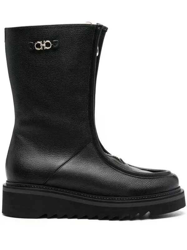 FERRAGAMO 50mm Leather Boots - Black