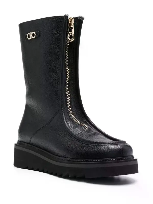 FERRAGAMO 50mm Leather Boots - Black