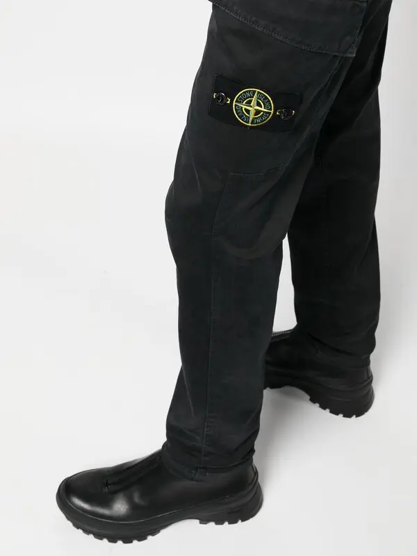 Stone Island Compass-patch Cargo Trousers - Black