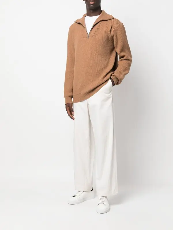 ROBERTO COLLINA Half Zip Ribbed Jumper