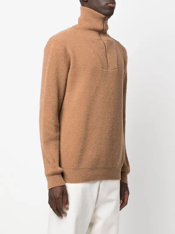 ROBERTO COLLINA Half Zip Ribbed Jumper