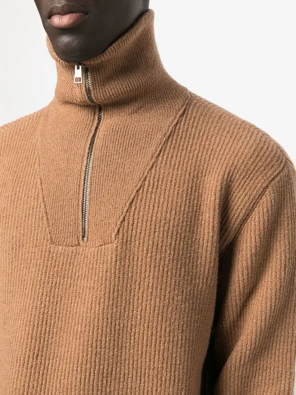 ROBERTO COLLINA Half Zip Ribbed Jumper